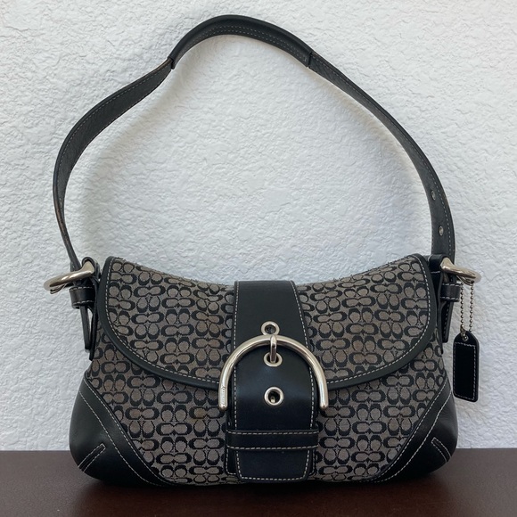 Coach | Bags | Coach Signature C Monogram Canvas Leather Buckle Flap ...